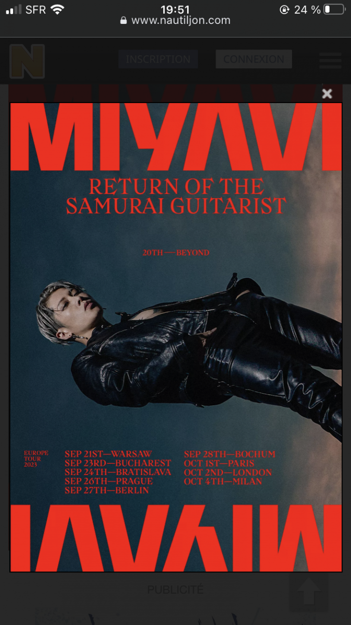 Concert Miyavi - 1 Oct 2023 à 19:00